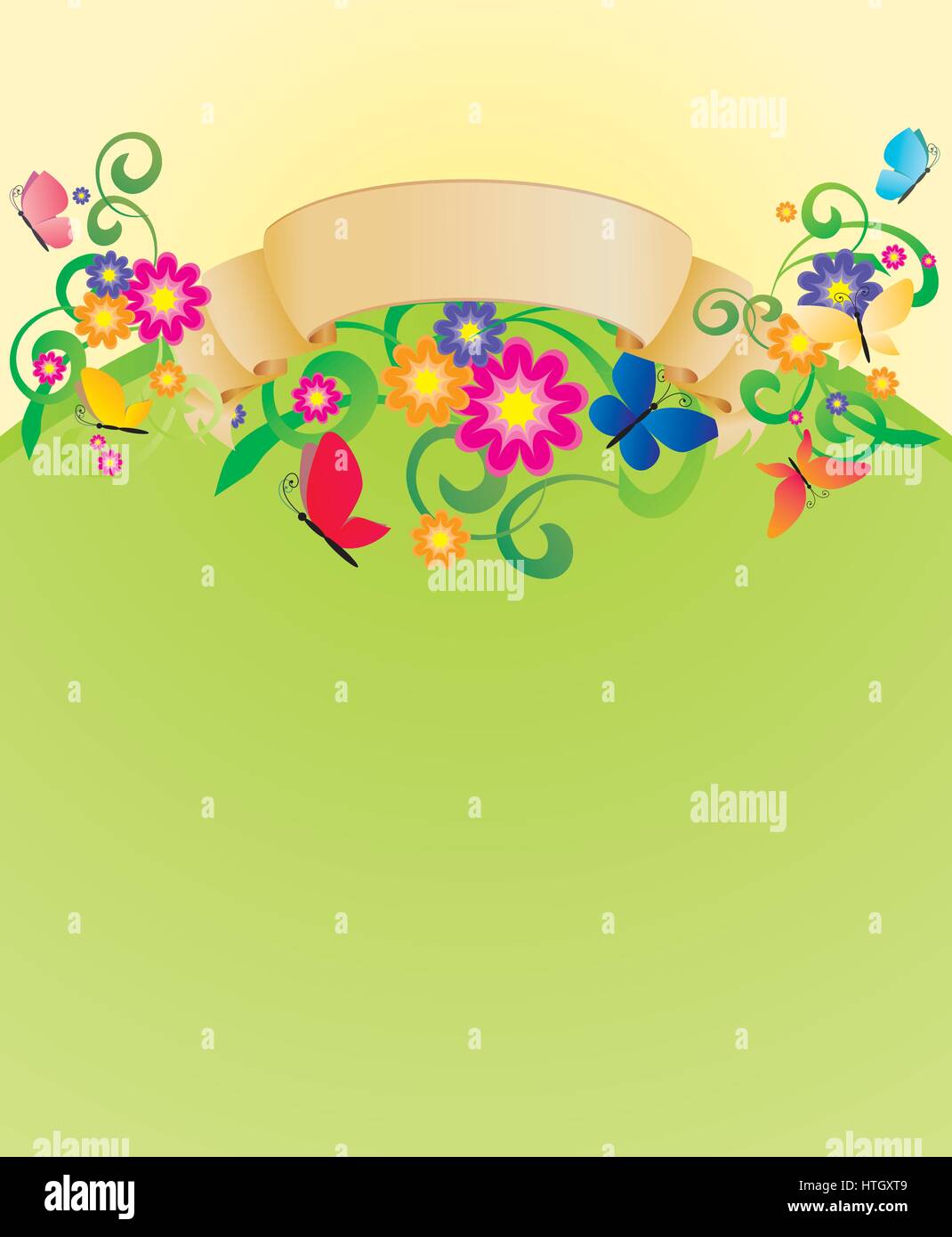 Banner design leaf flowers butterflies hi-res stock photography and ...