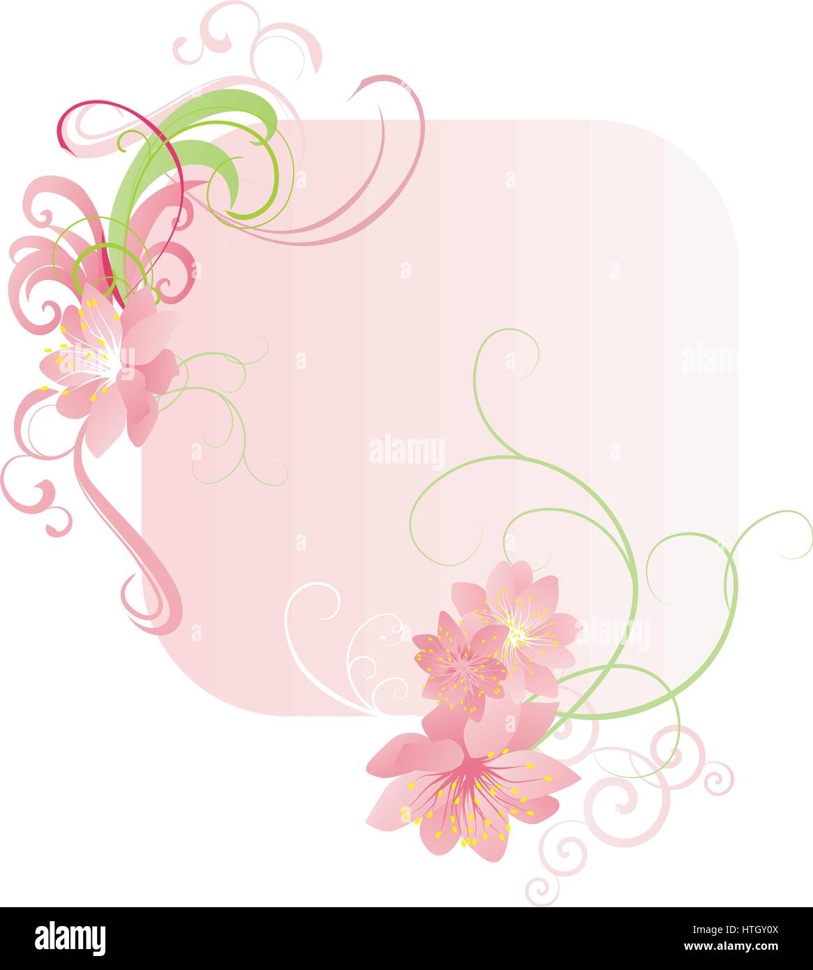 pink frame flowers vector Stock Vector Image & Art - Alamy