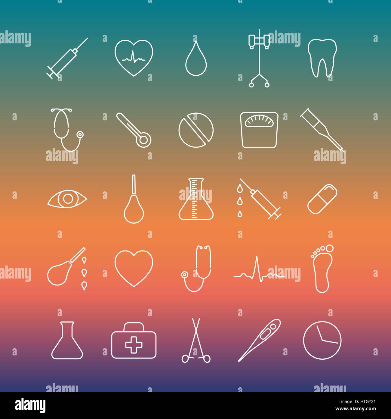 A set of medical icons from thin lines, vector illustration Stock ...