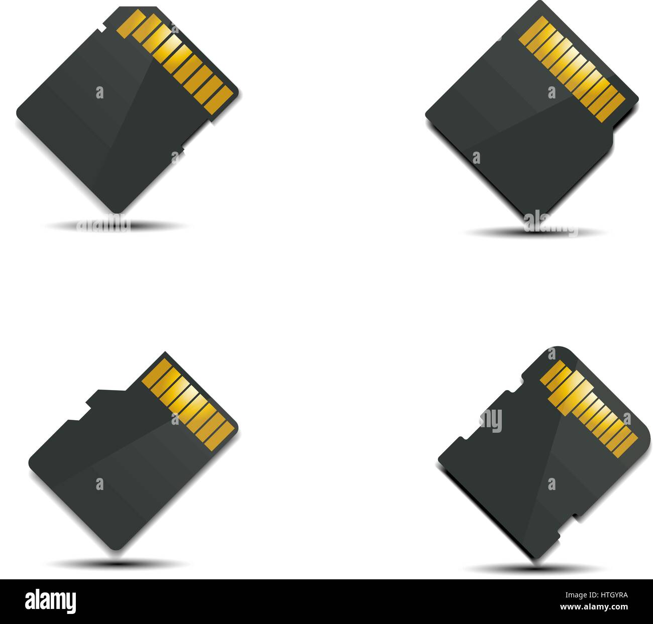 Set memory card, back side with shadow, vector illustration Stock ...
