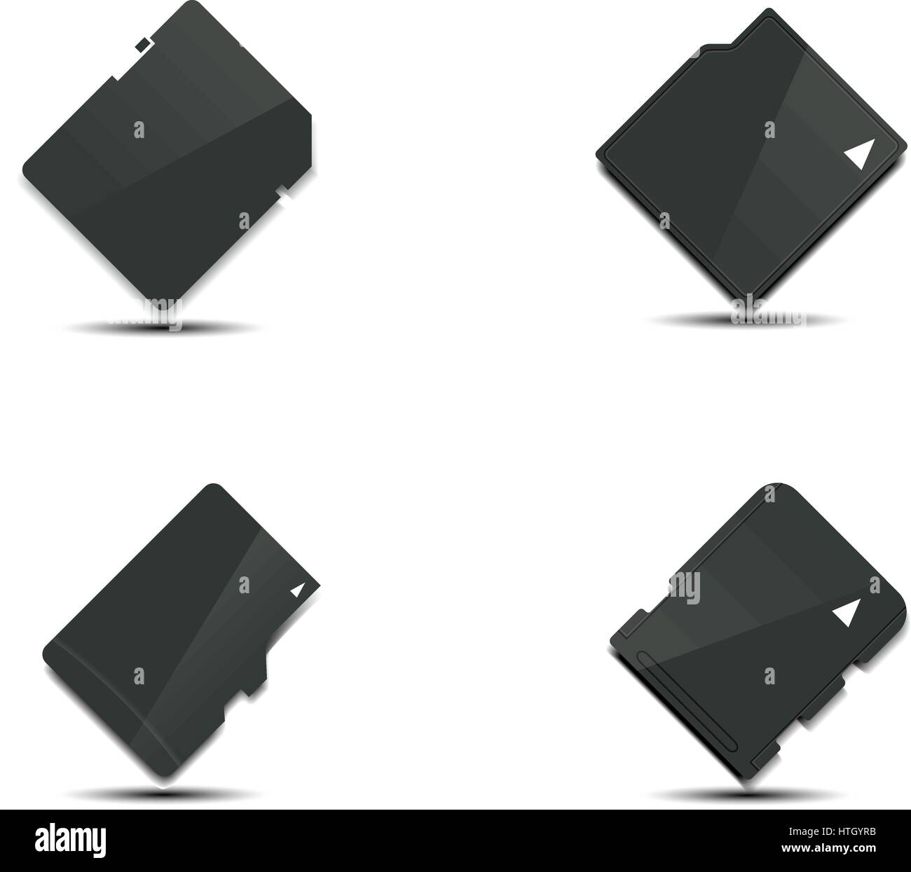 Set memory card, front side with shadow, vector illustration Stock ...