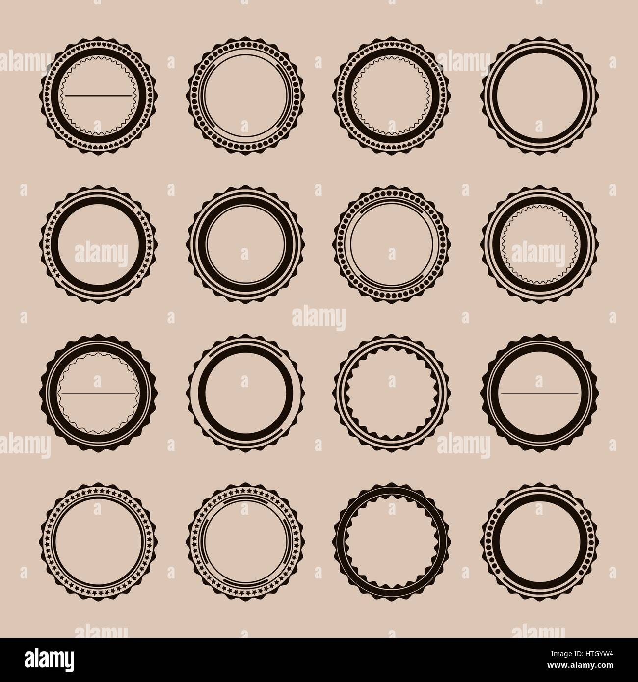 Set round emblem with retro style second part, vector illustration ...