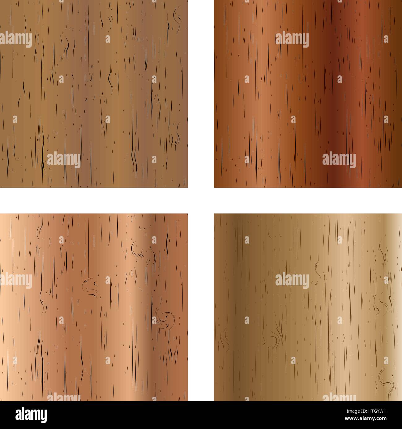 Set of four different colors and patterns on wooden texture, vector ...