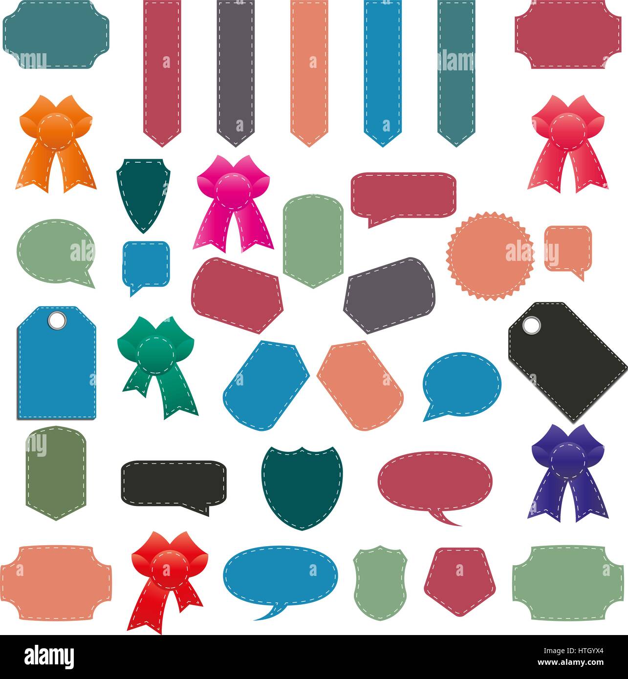 Big Set of bright elements for design, bows, ribbons, labels, vector ...