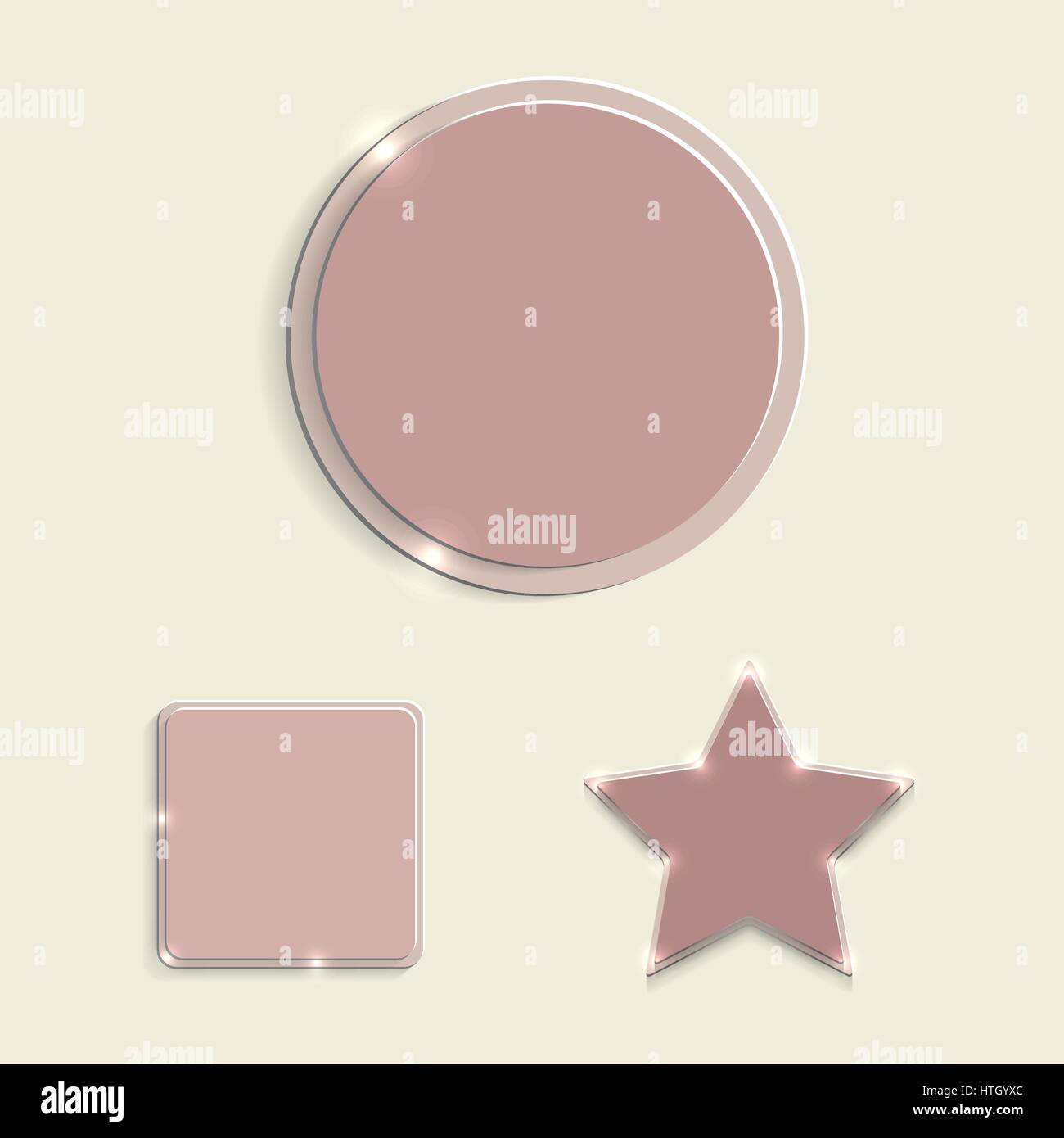 A set of glass design elements, star, circle, rectangle, vector ...
