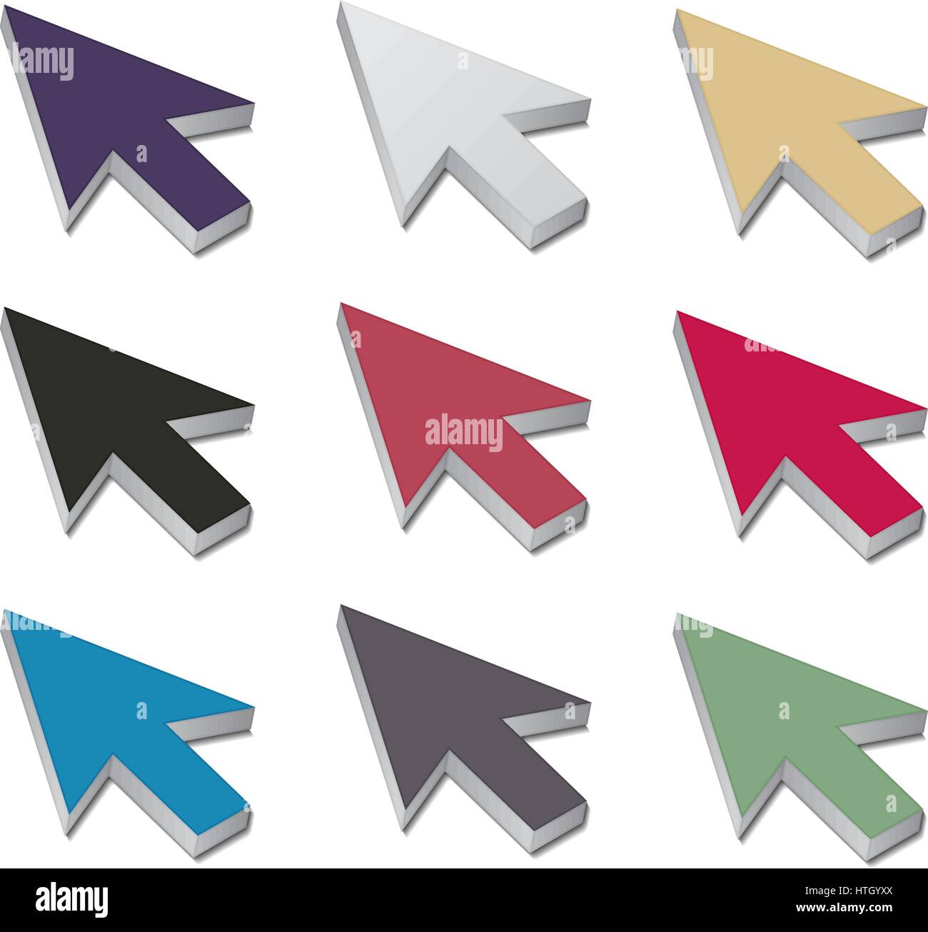 Set of multicolored 3D cursor on a white background, vector ...