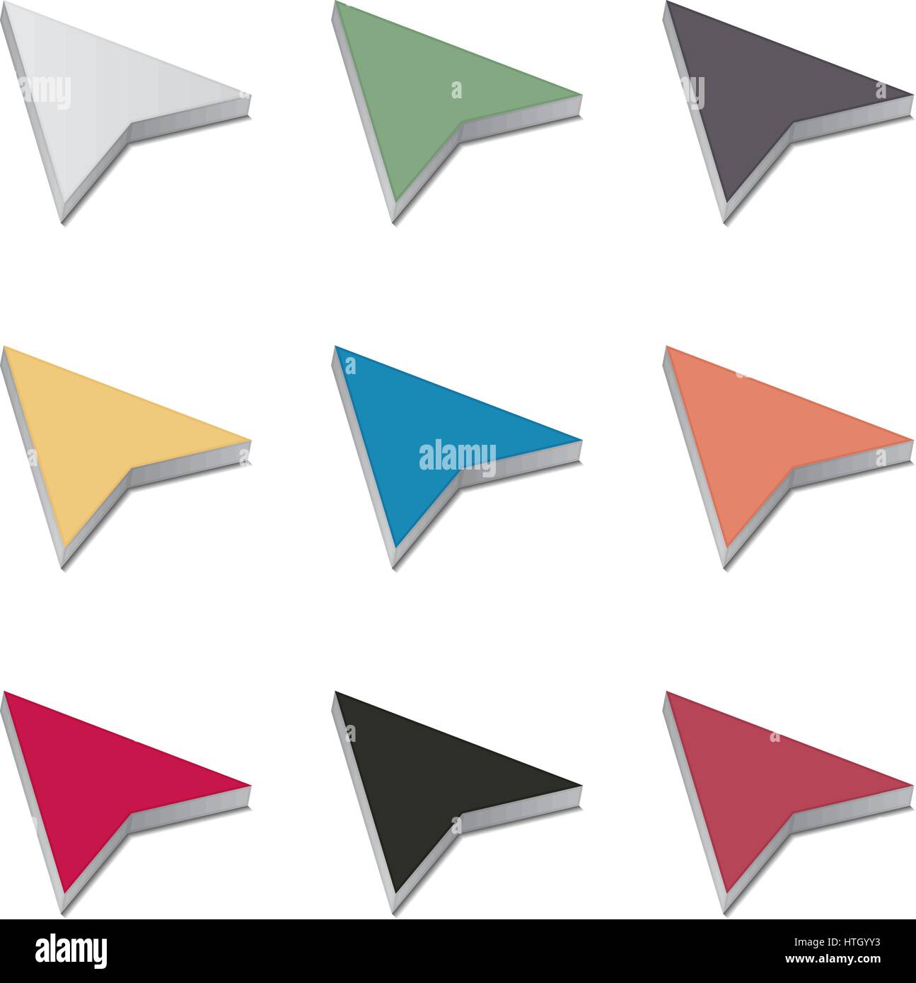 Set of multicolored 3D cursor on a white background, vector ...
