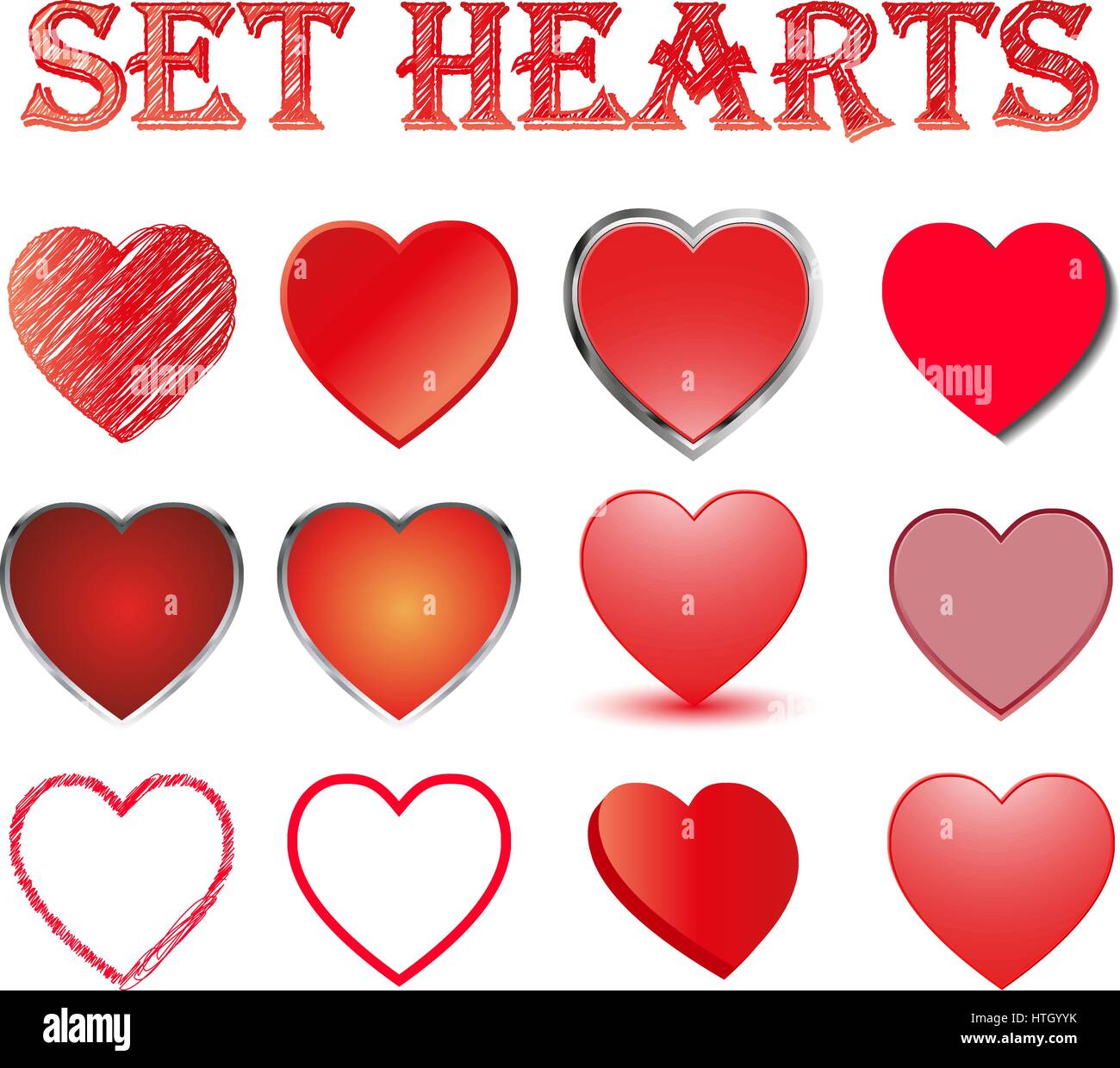 Illustration different styles love heart Stock Vector Images - Alamy