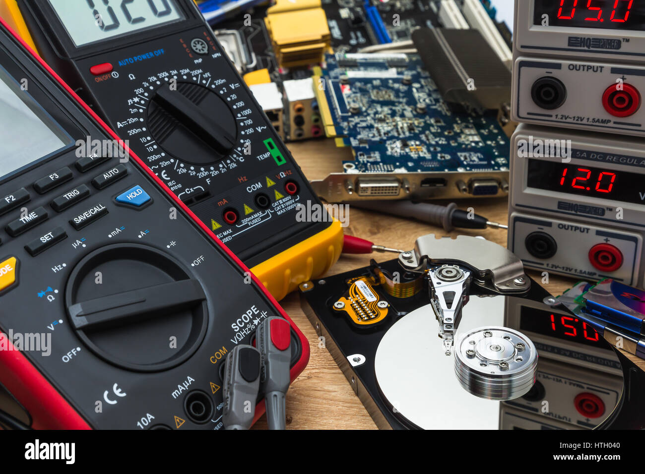 open faulty HDD in a service laboratory ready for data recovery or ...