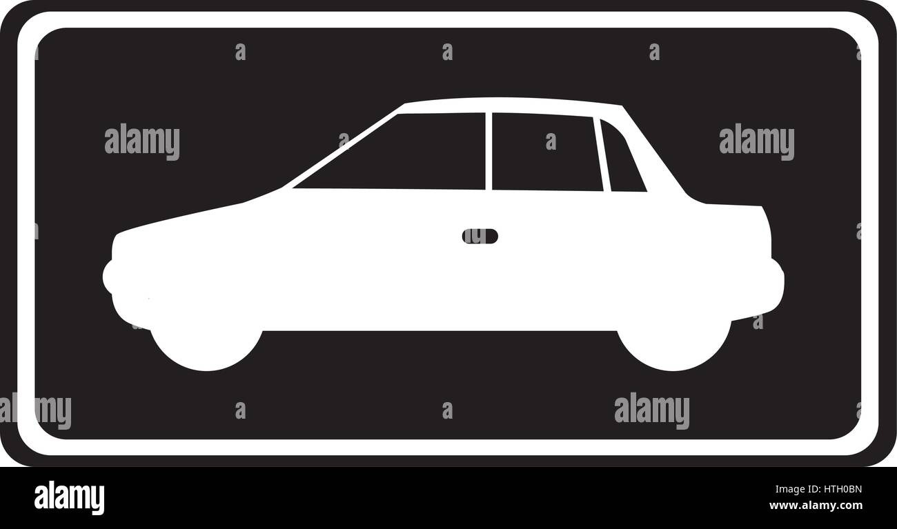 monochrome silhouette automobile of side view in square frame Stock ...