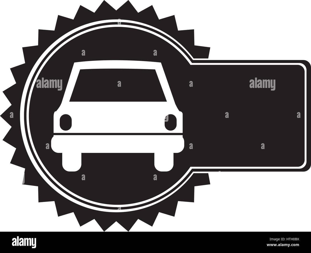 monochrome circular emblem with automobile in front view Stock Vector ...