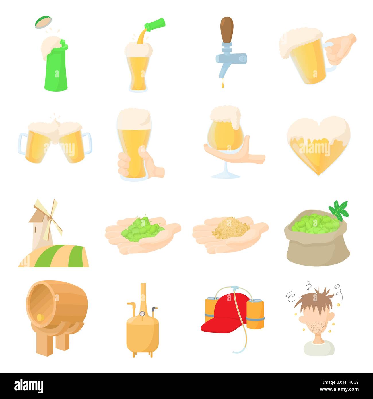 Beer icons set in cartoon style on a white background Stock Vector ...