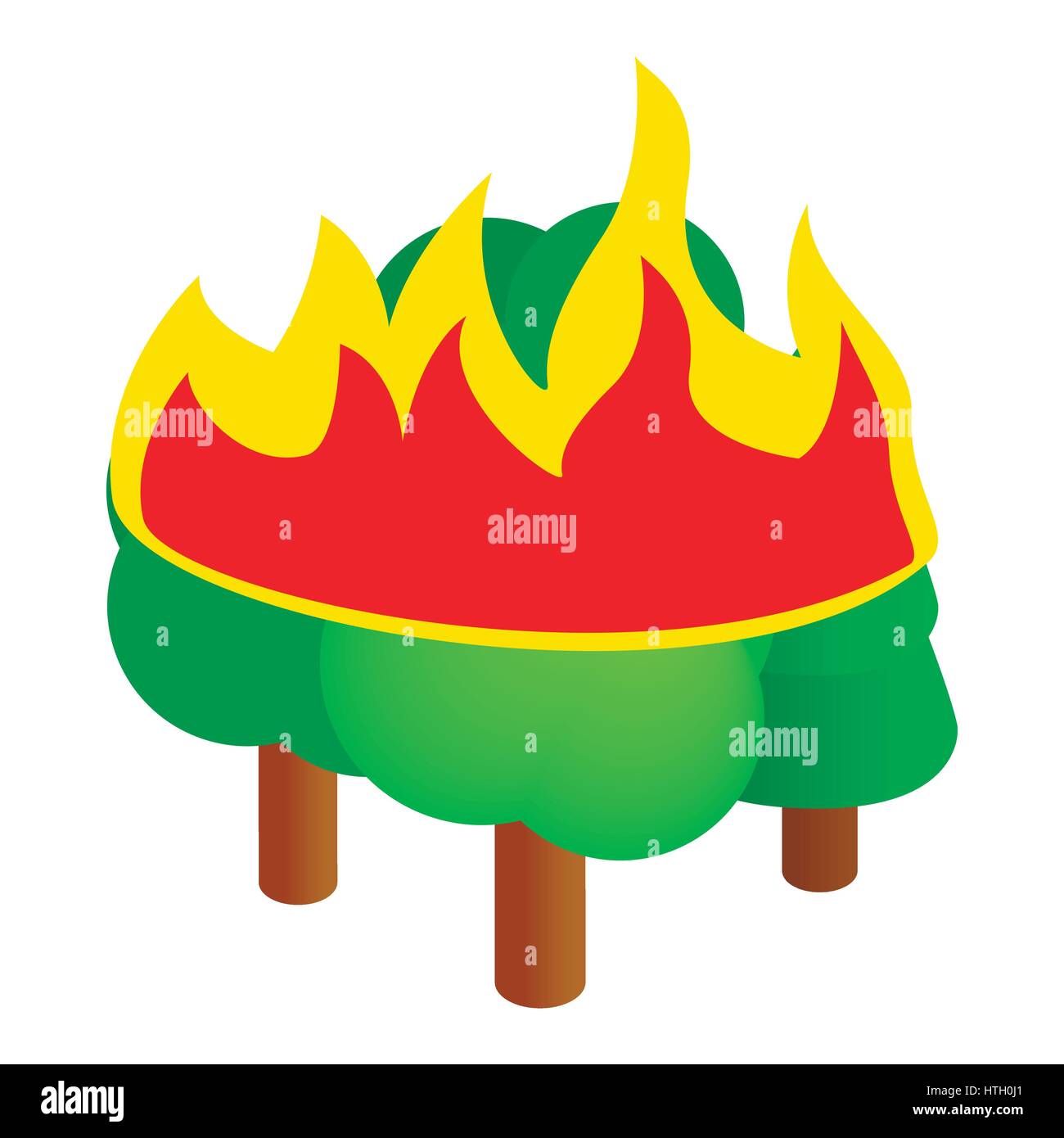 Burning forest trees icon, isometric 3d style Stock Vector Image & Art ...