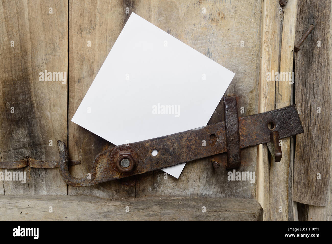 Door with a white sheet of paper Stock Photo - Alamy