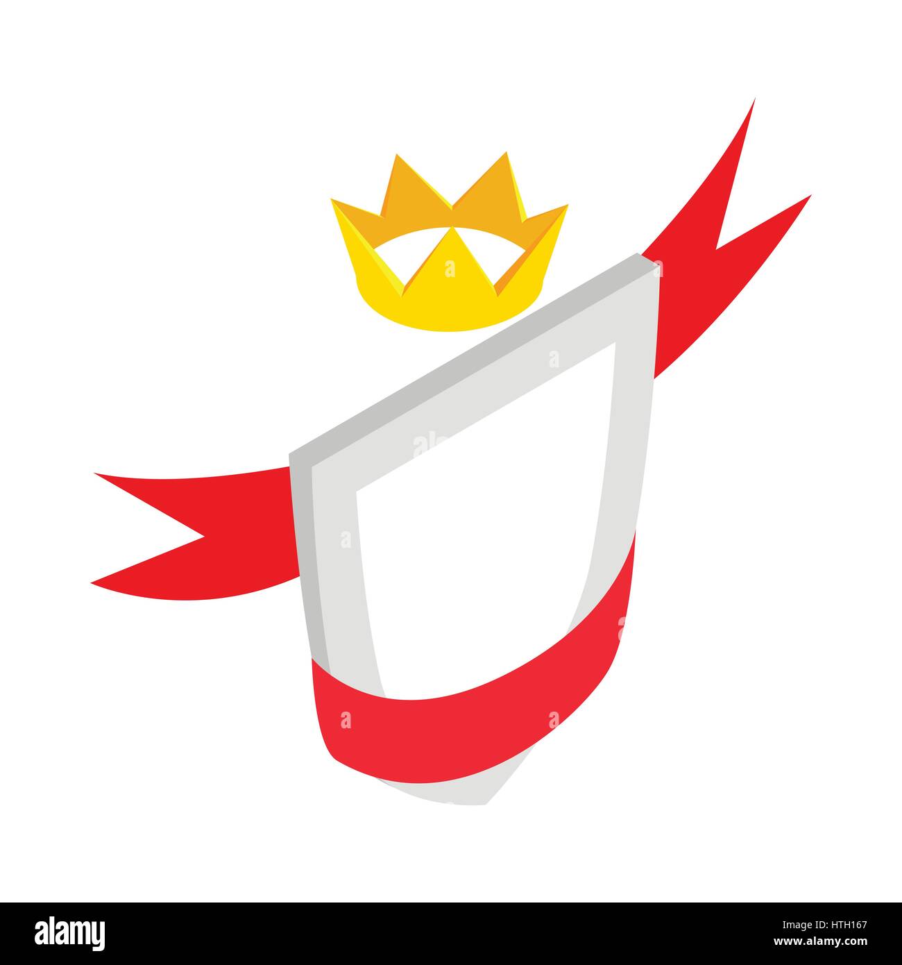 Shield red ribbon crown icon hi-res stock photography and images - Alamy
