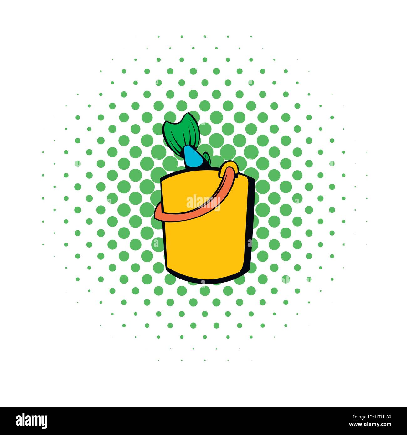 Fresh fish in yellow bucket icon, comics style Stock Vector Image & Art ...
