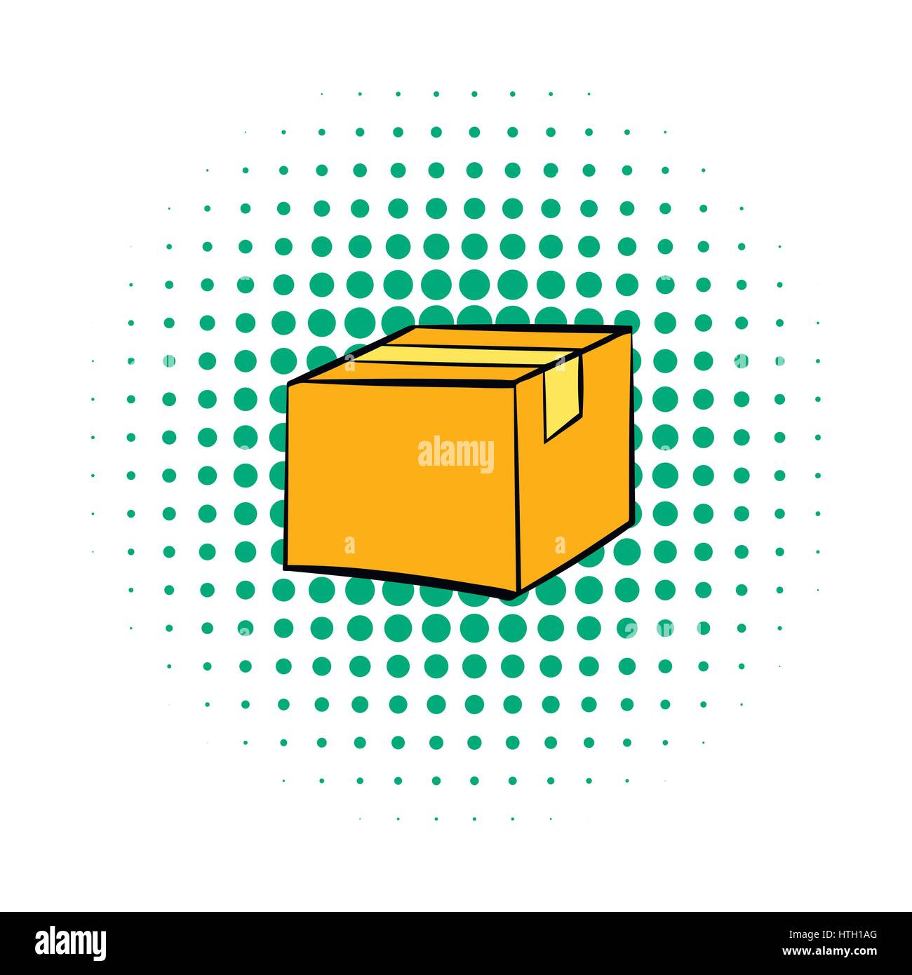 Closed cardboard box taped up icon, comics style Stock Vector Image ...