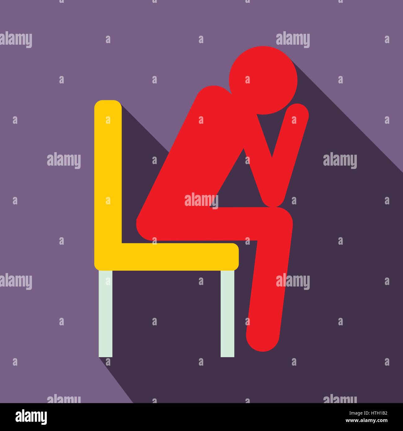 Sad man sitting on chair icon, flat style Stock Vector Image & Art - Alamy