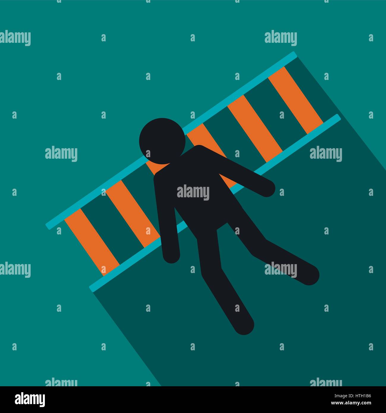 Man laying on railroad tracks icon, flat style Stock Vector Image & Art ...