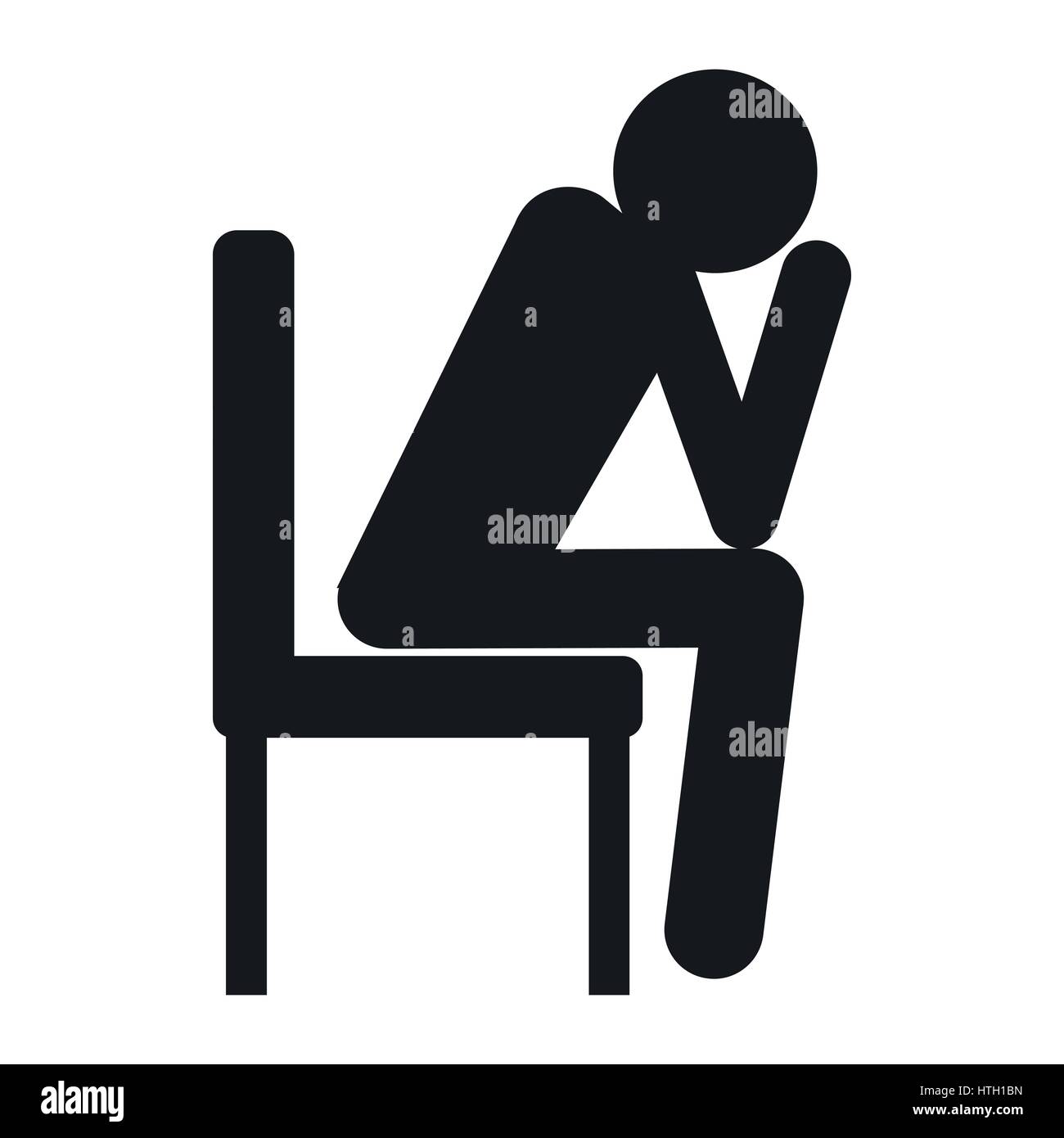 Sad man sitting on chair icon, black simple style Stock Vector Image ...