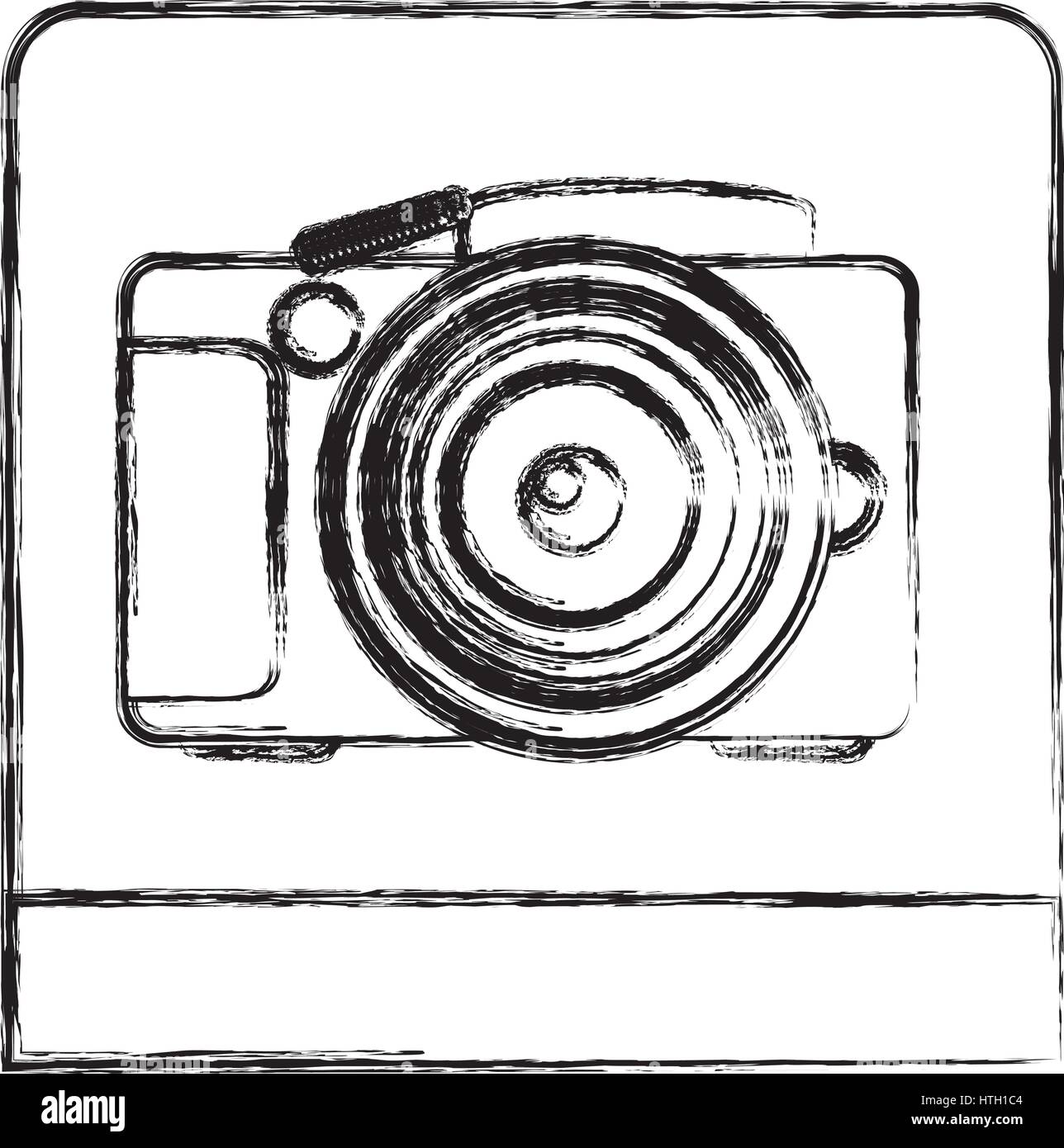 monochrome sketch of analog photo camera in square frame Stock Vector ...