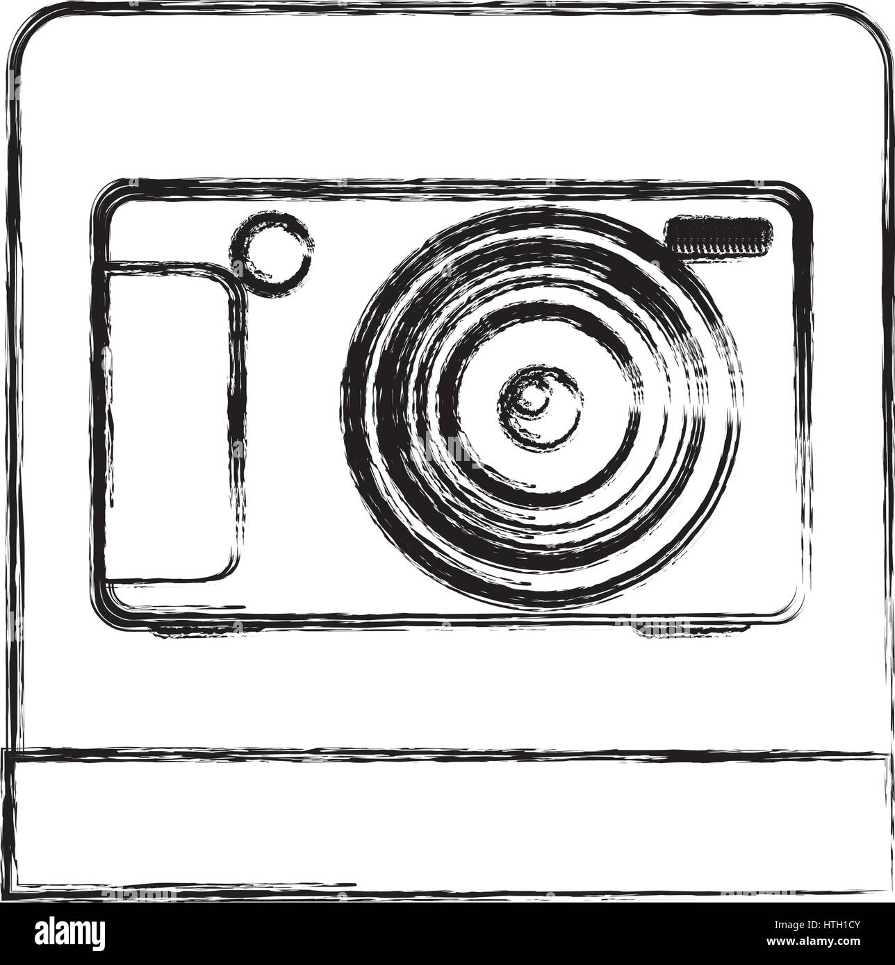 monochrome sketch of digital photo camera in square frame Stock Vector ...