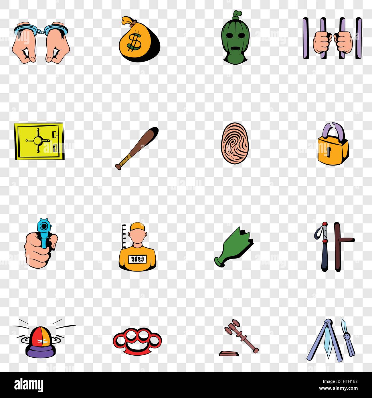 Crime set icons Stock Vector Image & Art - Alamy