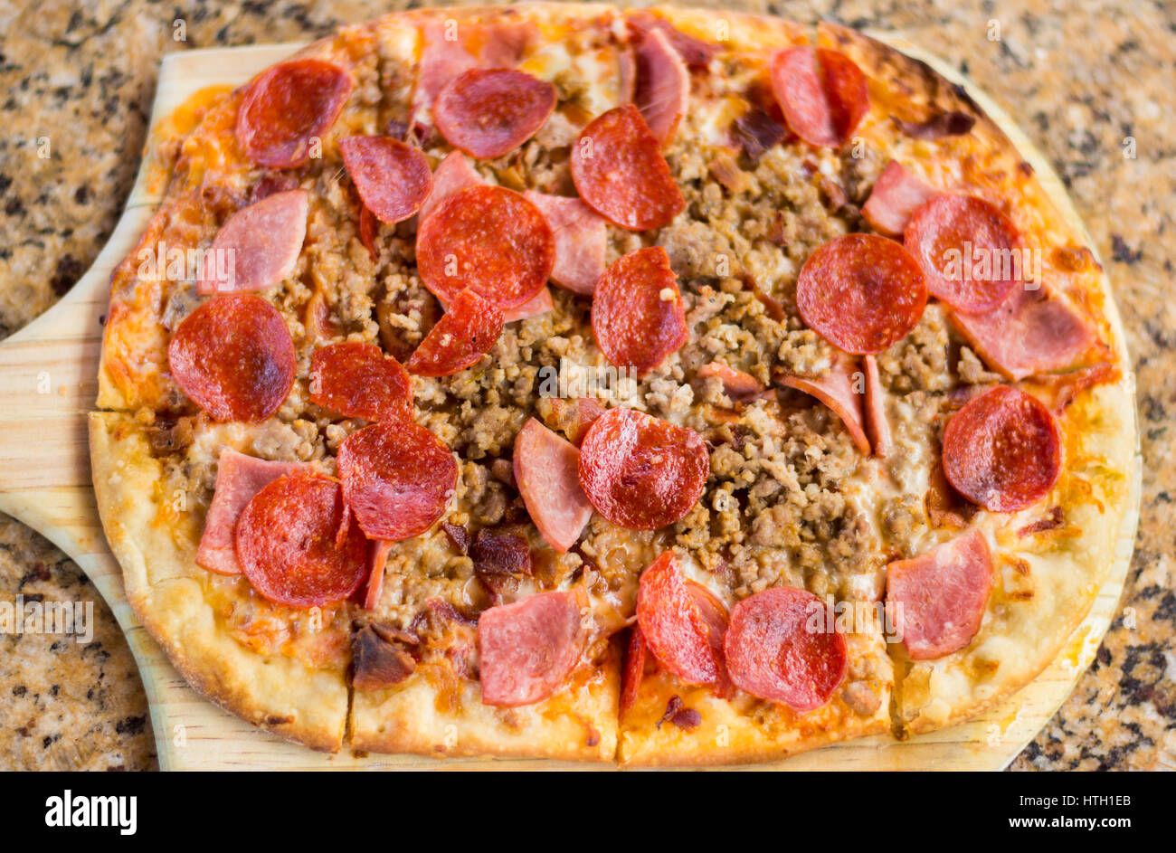Meat Lovers Pizza - Rectangular Stock Photo - Alamy