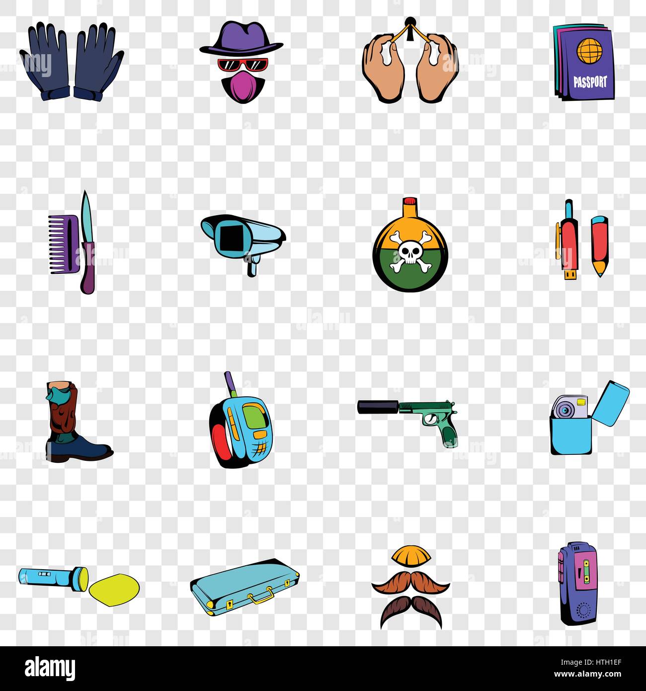 Spy set icons Stock Vector Image & Art - Alamy
