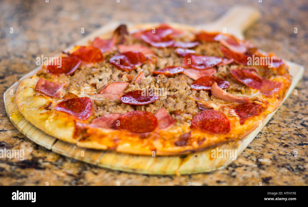 Meat Lovers Pizza - Rectangular Stock Photo - Alamy