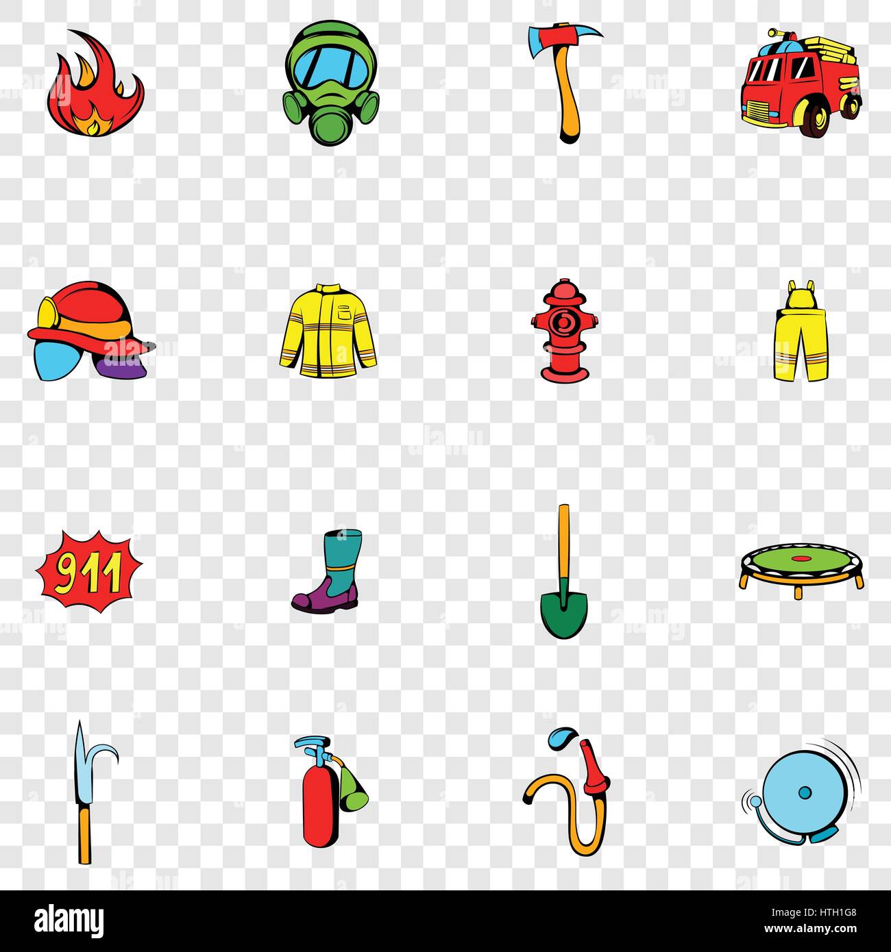 Firefighter set icons Stock Vector Image & Art - Alamy