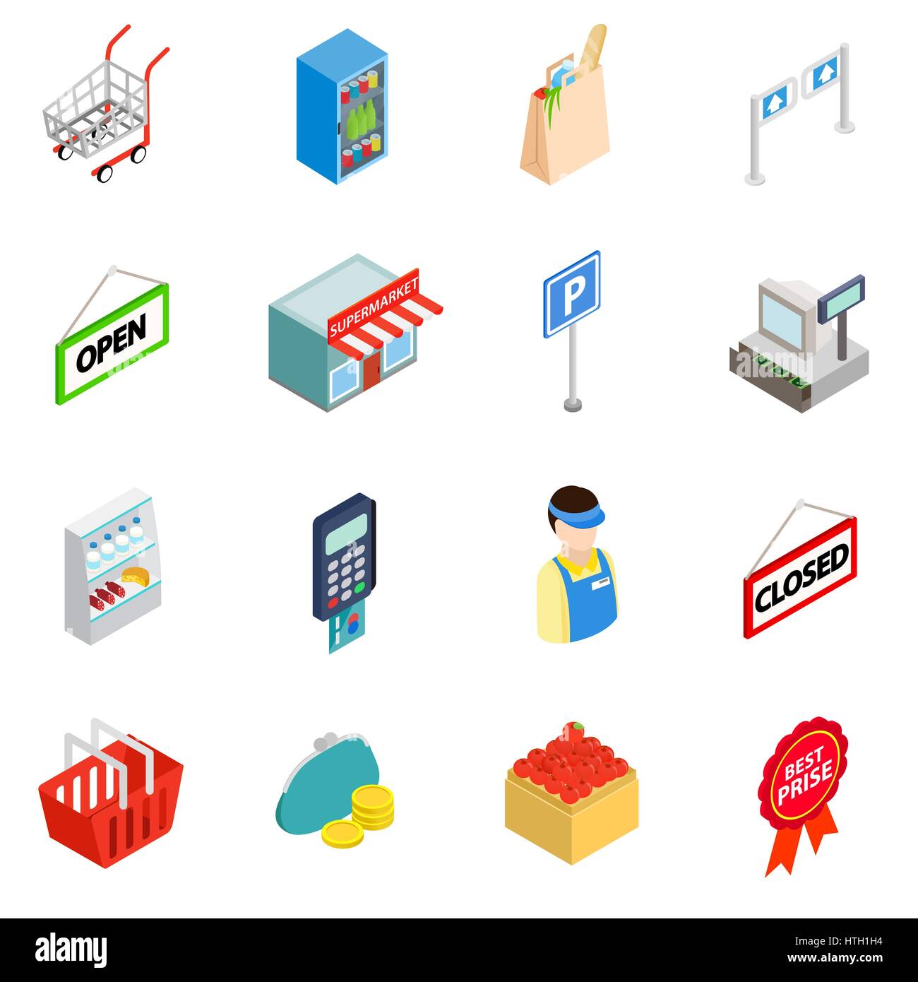Isometric people grocery shopping Cut Out Stock Images & Pictures - Alamy