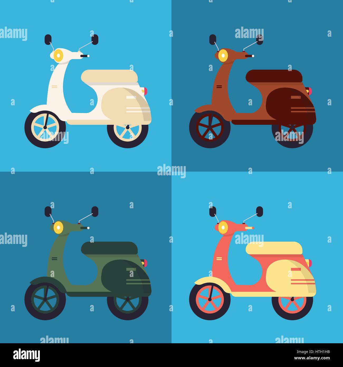 Colorful scooter set Stock Vector Image & Art - Alamy