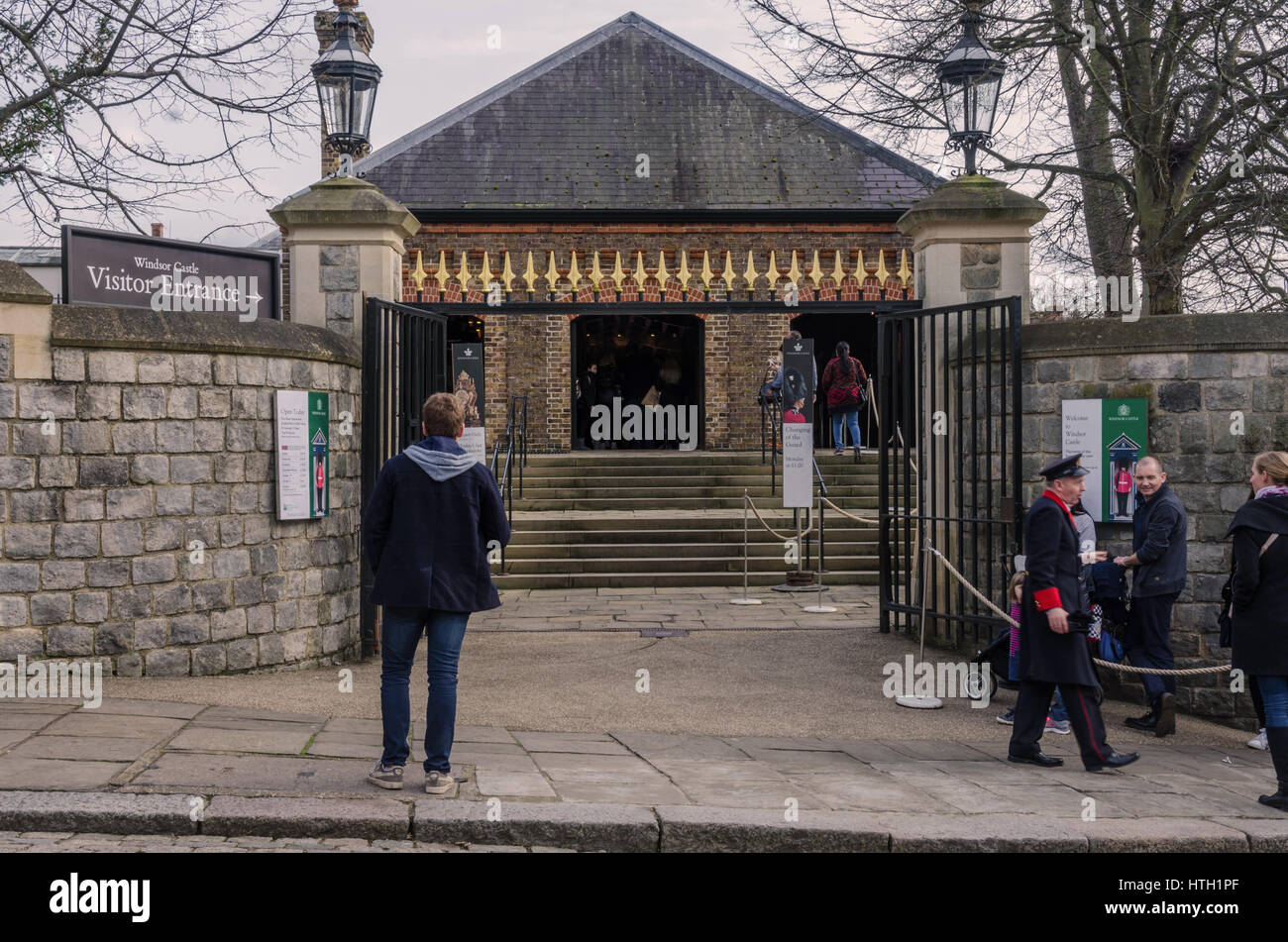 The visitor's entrance to Windsor Castle. Windsor castle is an old and ...