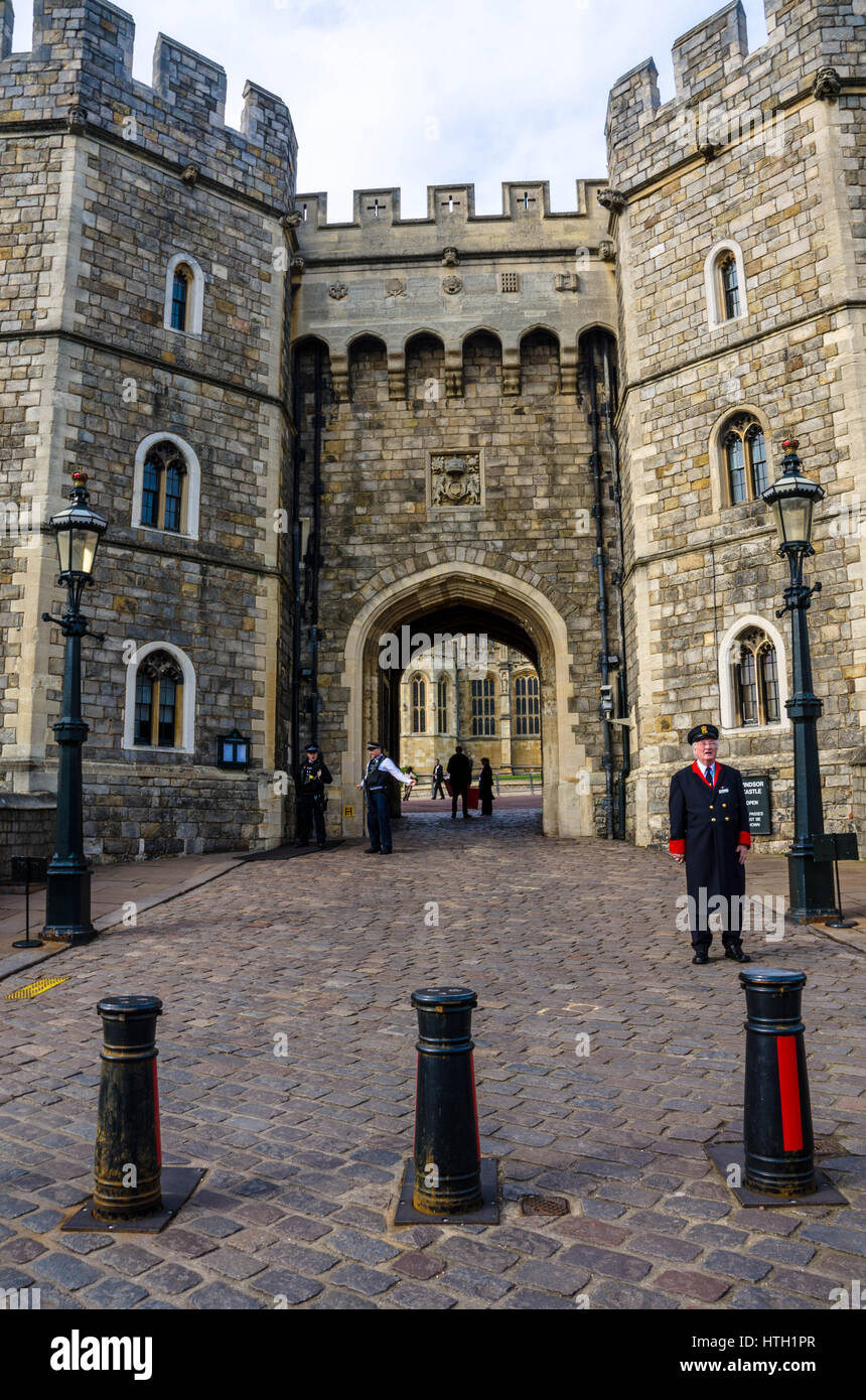 A view of the Henry VIII Gateway, one of the entrances into Windsor ...