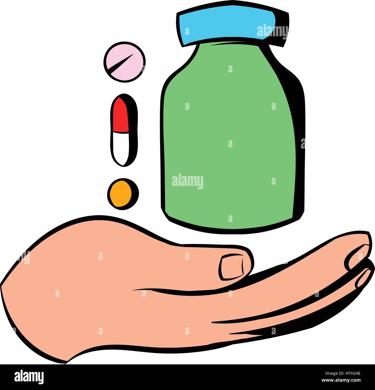 Hand with vitamins and medication icon Stock Vector Image & Art - Alamy