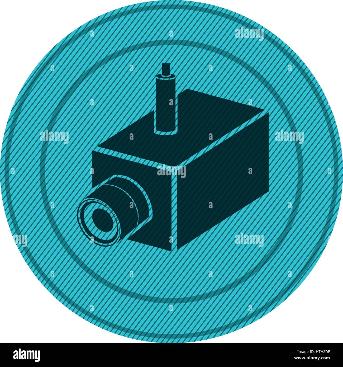 blue circular frame with interior video security camera Stock Vector ...