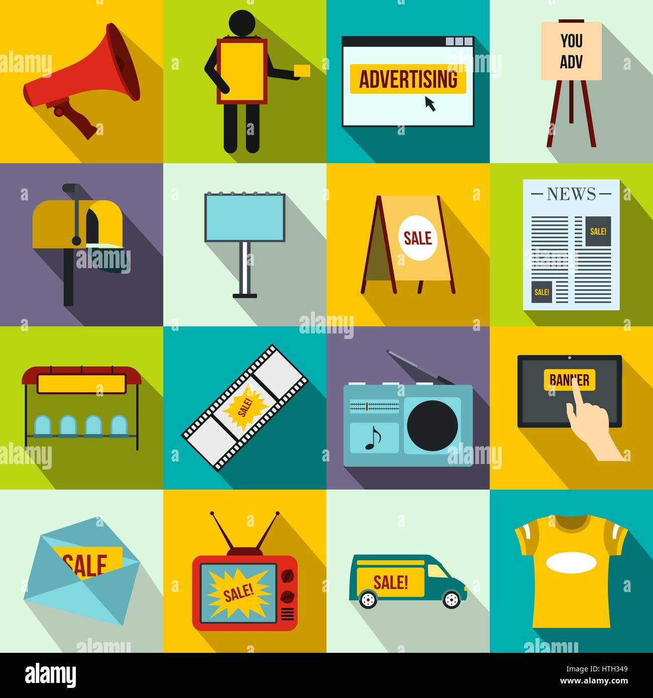 Advertisement icons set, flat style Stock Vector Image & Art - Alamy