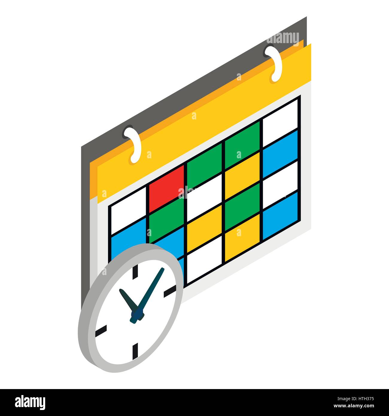 Schedule and clock icon, isometric 3d style Stock Vector Image & Art ...