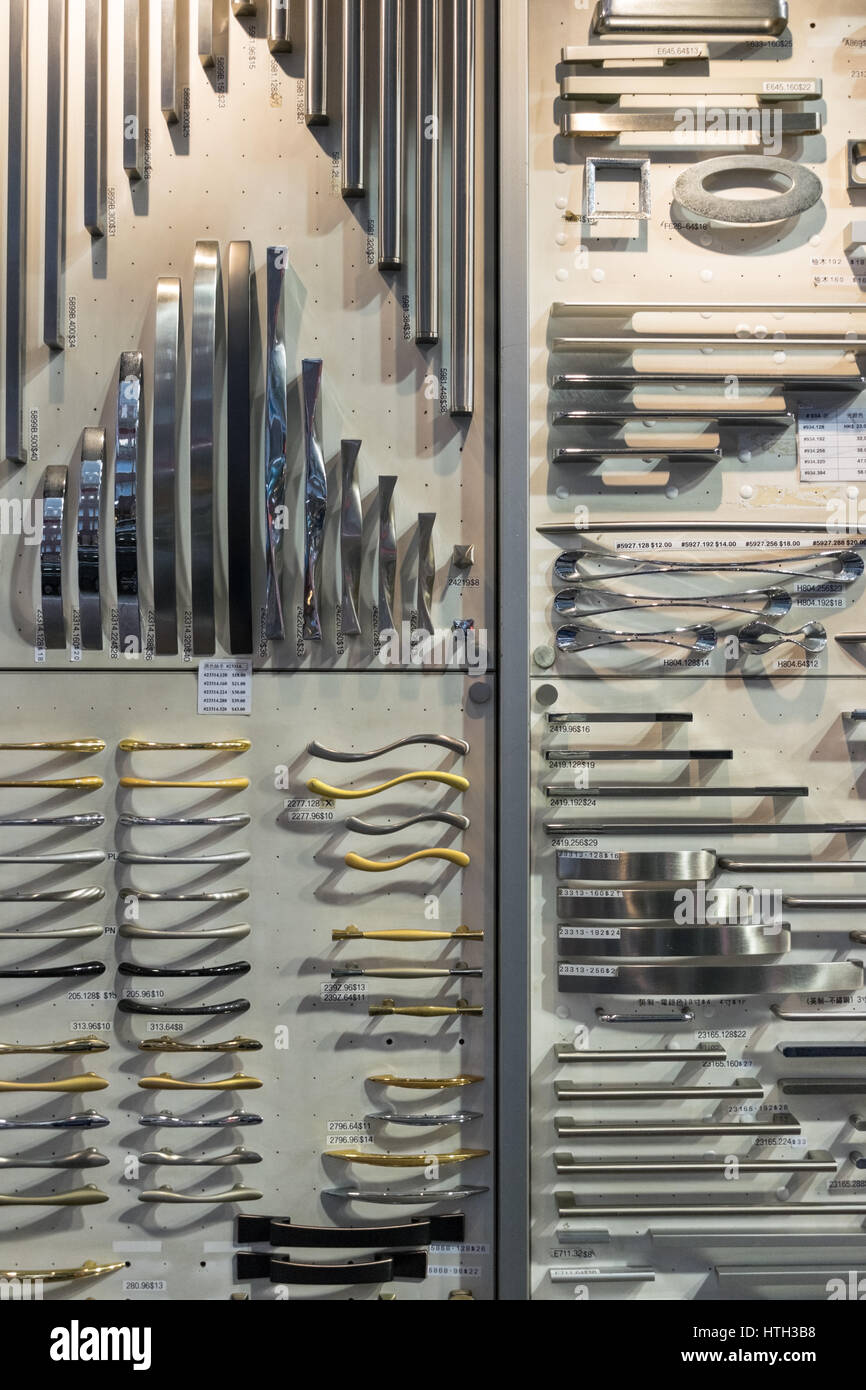 Handles for sale at a specialty retail handle store in Hong Kong Stock ...