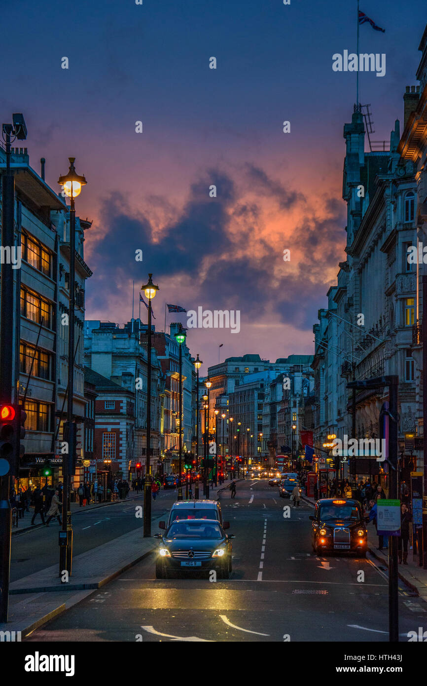 Wonderful cityscape view from central London. Traffic at Picadilly ...