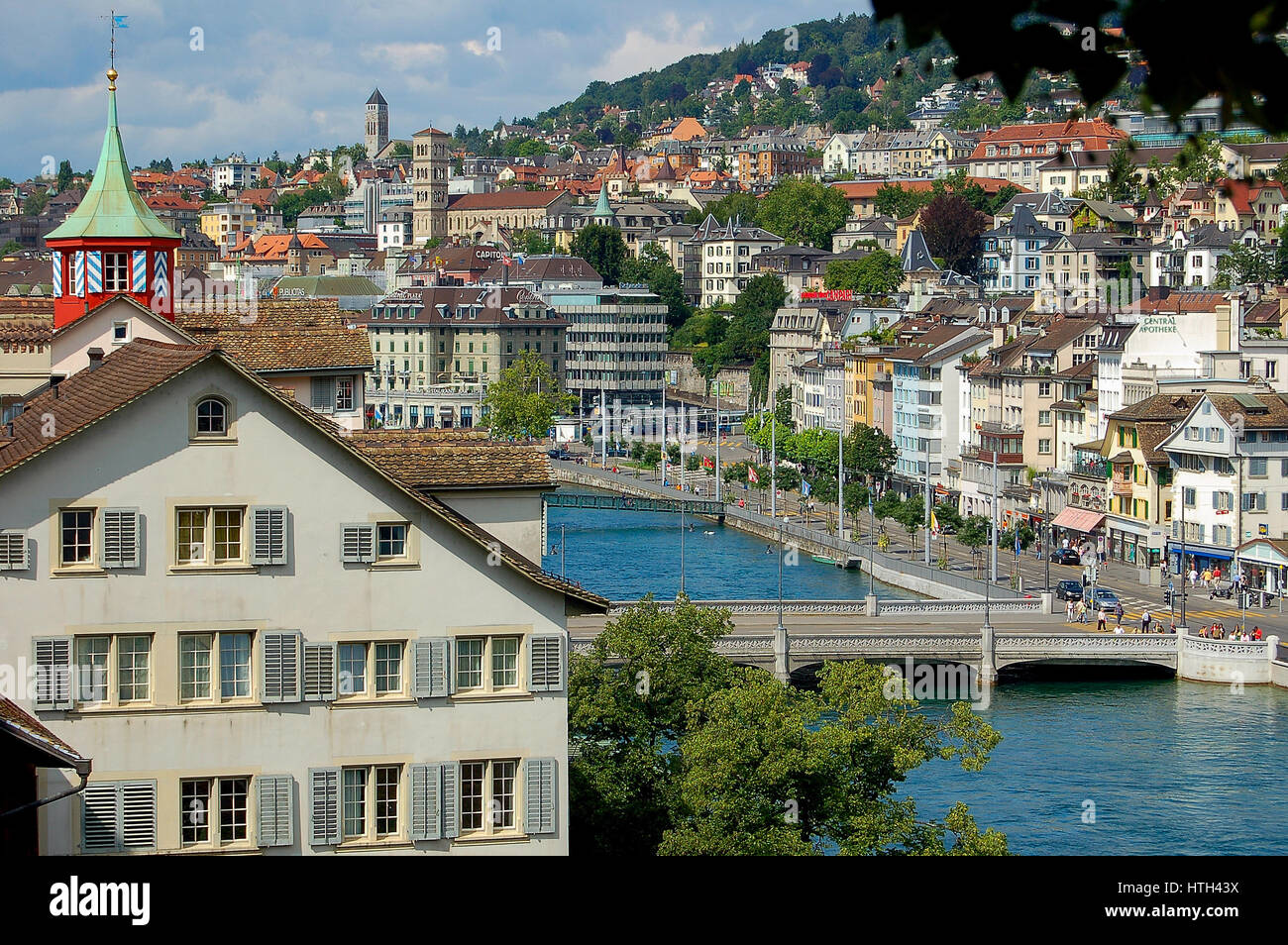 View of the Limmat River from Lindenhof in Zurich, Switzerland Stock ...
