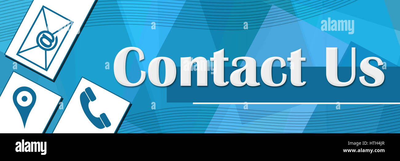 Contact Us Random Shapes Blue Background Stock Photo - Alamy