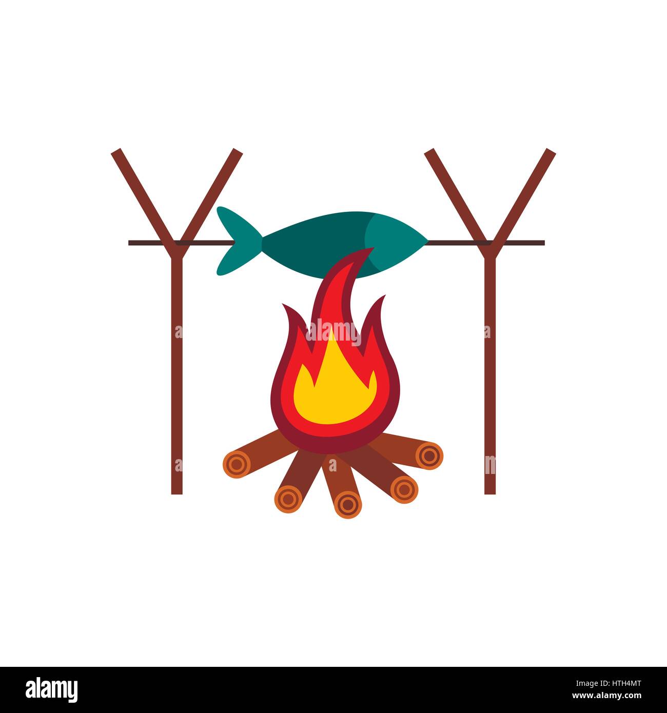 Fresh fish above fire icon Stock Vector Image & Art - Alamy