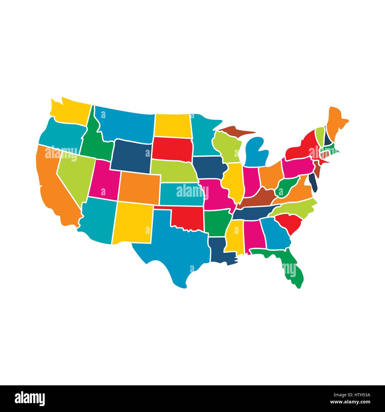 Colorful USA map with states icon Stock Vector Image & Art - Alamy