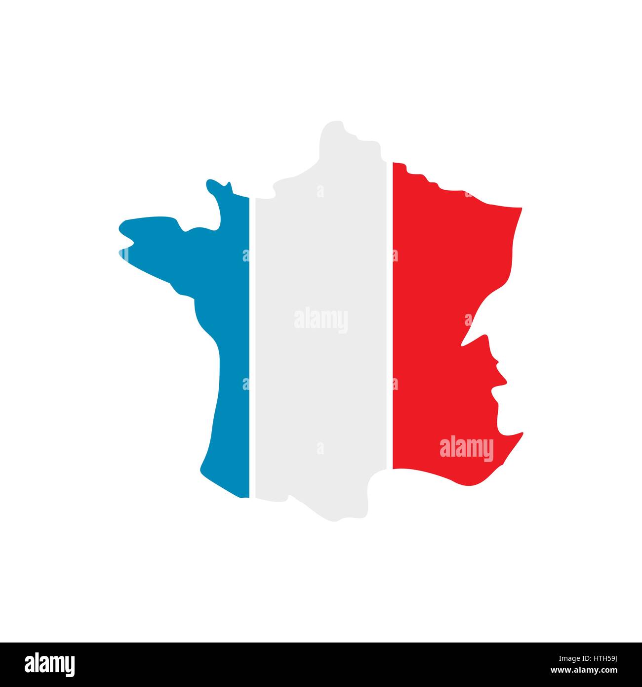 Map of the French Republic with national flag icon Stock Vector Image ...