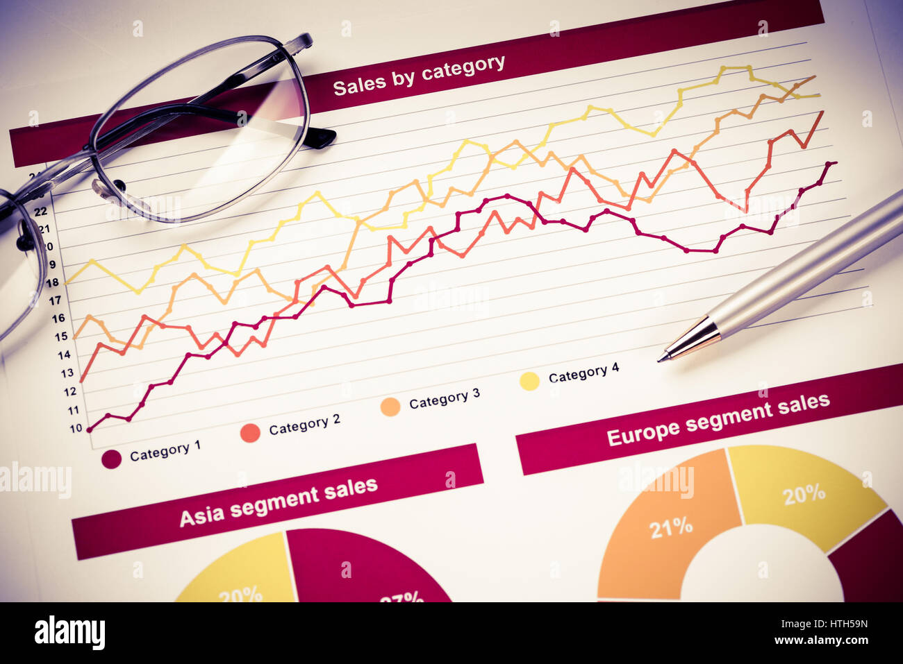 Charts and graphs of sales as symbol of successful corporate business ...