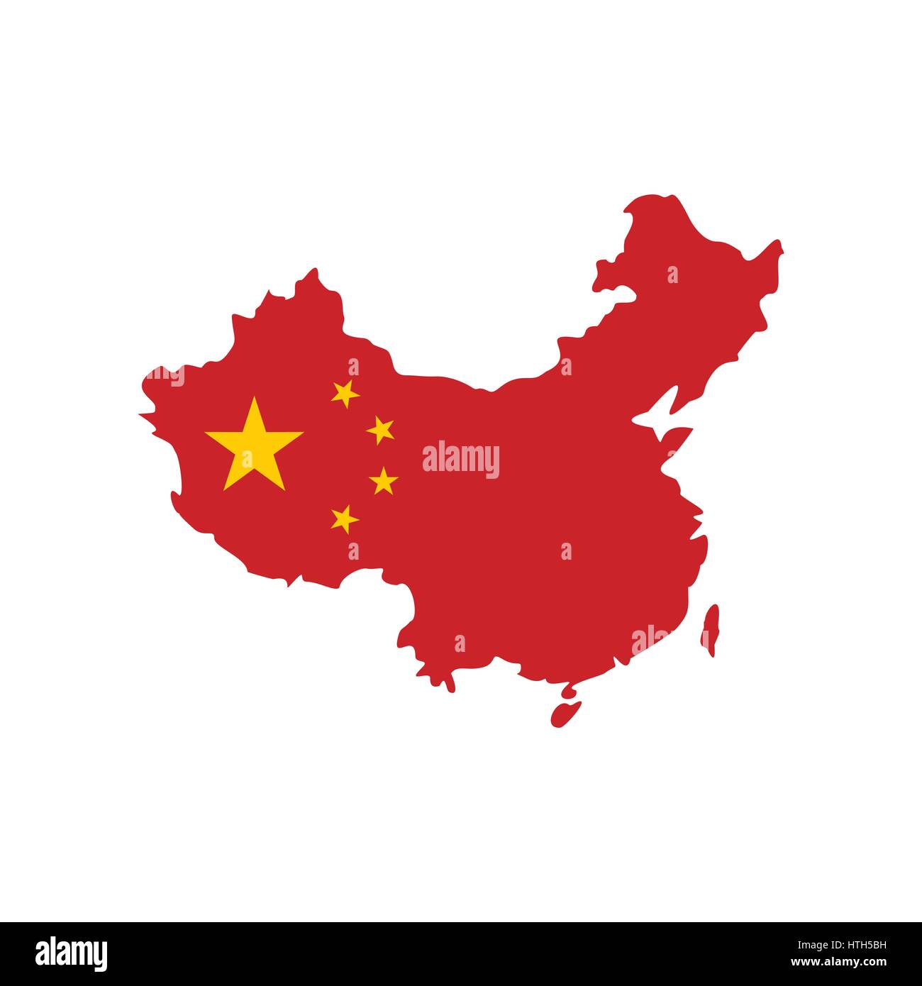 Map of China with national flag icon, flat style Stock Vector Image ...