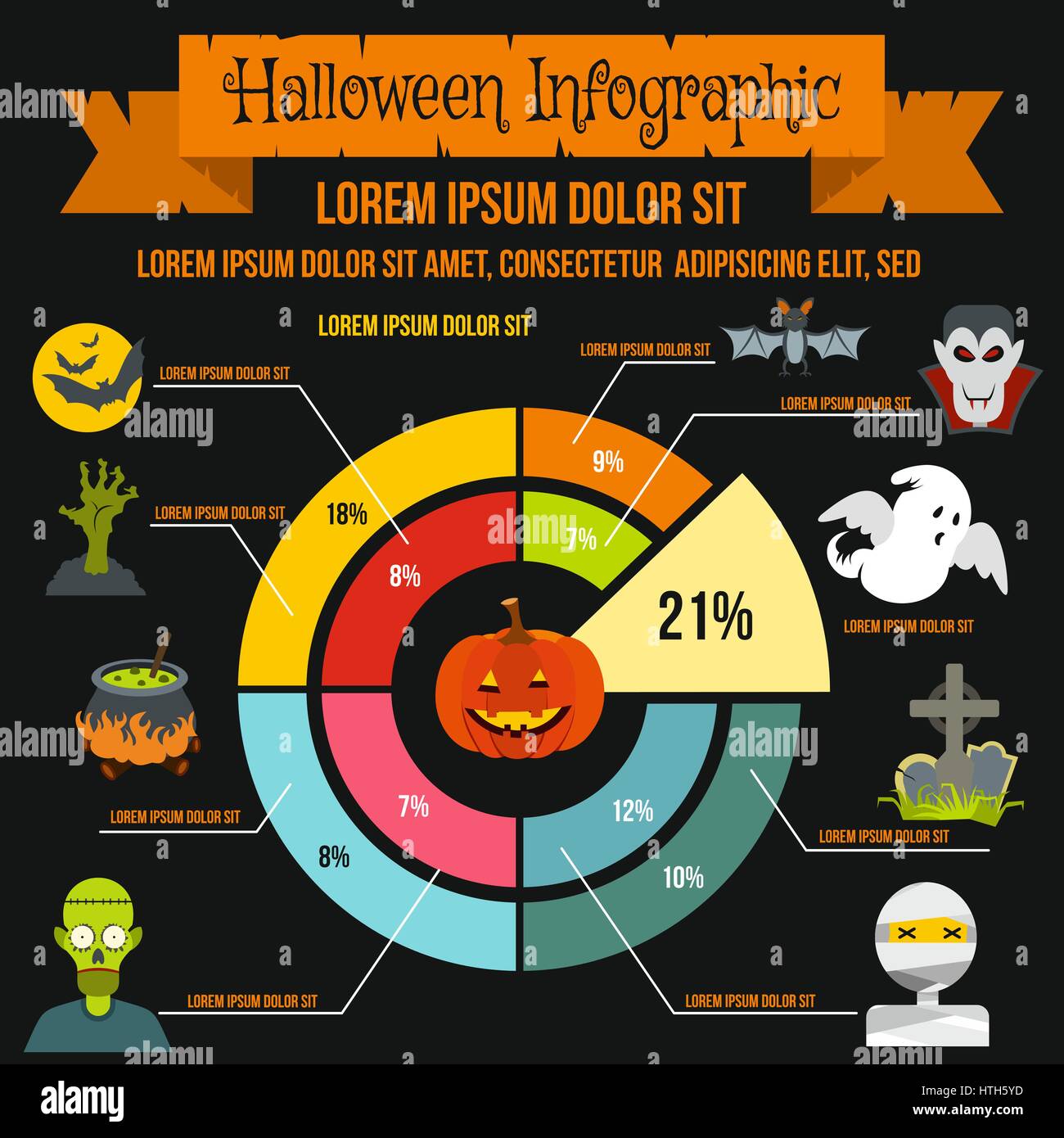 Halloween infographic elements, flat style Stock Vector Image & Art - Alamy