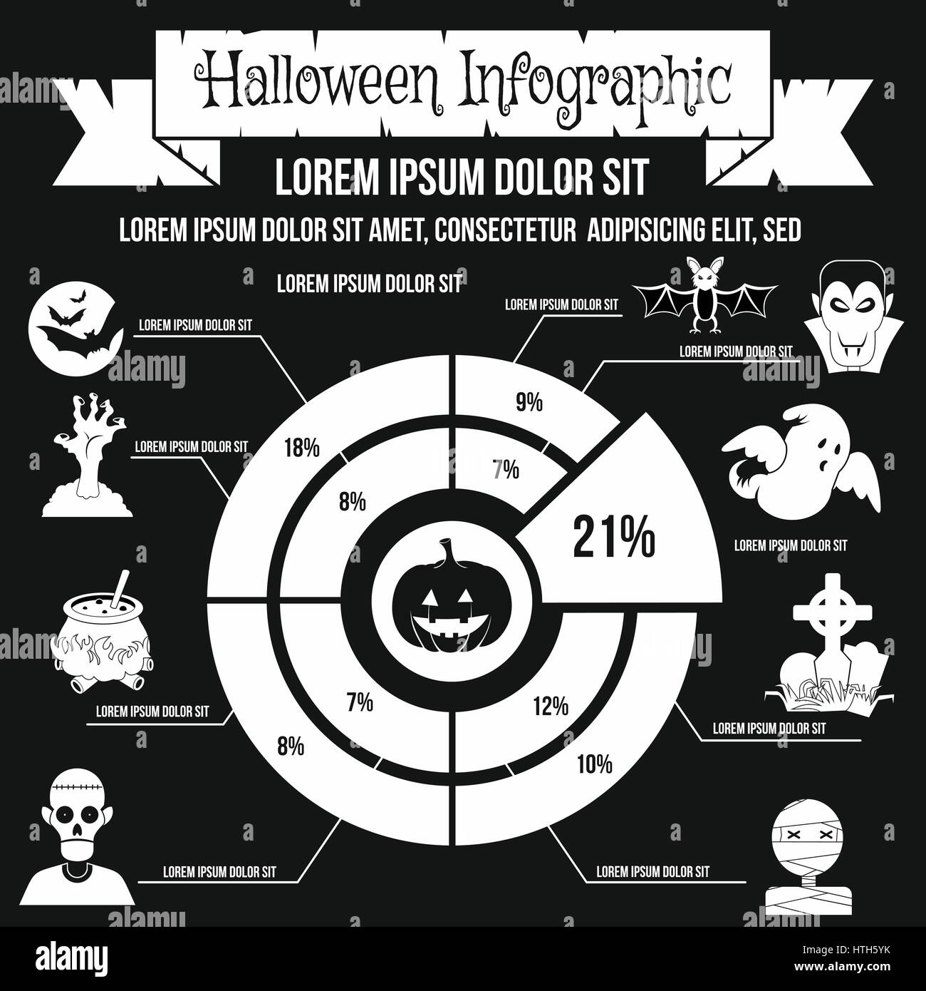 Halloween infographic elements, simple style Stock Vector Image & Art ...